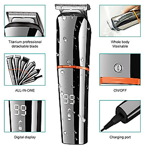 Hair Clippers Kit for Men, Multi-Function 6-in-1 Cordless USB Rechargeable Waterproof Hair Trimmer, Men's Grooming Kit
