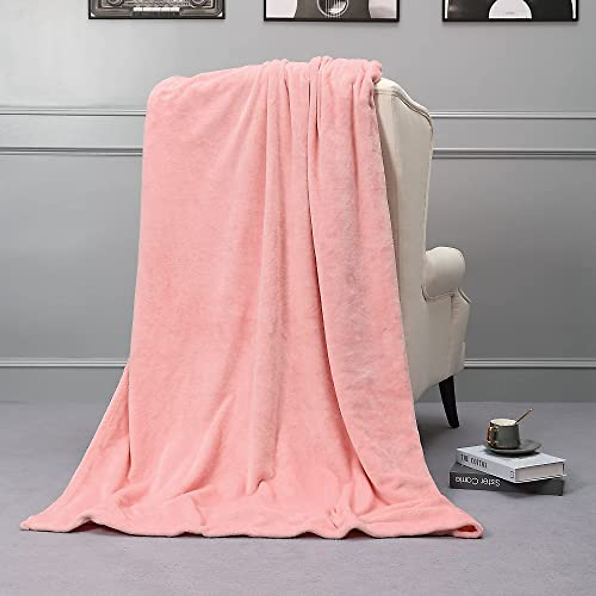 NANPIPER Fleece Blankets, Super Soft Flannel Queen Size Blanket for Bed, Luxury Cozy Microfiber Plush Fuzzy Blanket,Pink