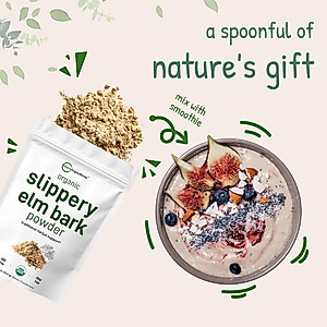Micro Ingredients Sustainably US Grown, Organic Slippery Elm Bark Powder, 1 Pound (648 Servings), Helps Soothe The Throat and Coughing, No Irradiated, No Contaminated, No GMOs, Pet Friendly