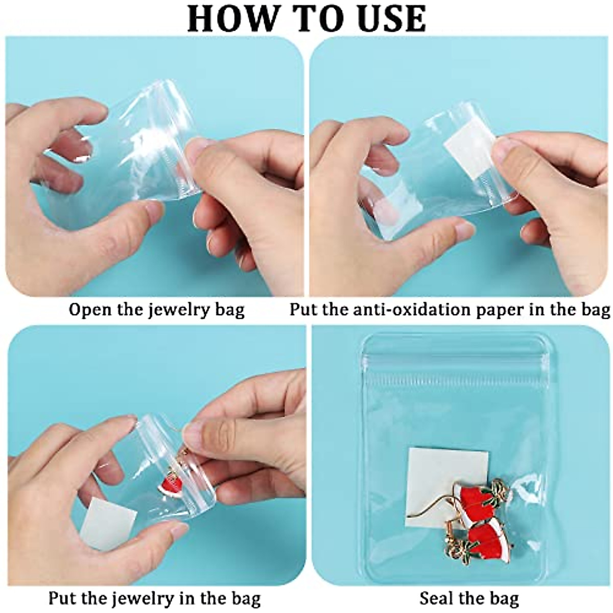 Haiabei 100 Pieces Jewelry Bag Self Seal Plastic Zipper Bag Clear PVC Rings Earrings Packing Storage Pouch Jewelry Transparent Lock Bags for Holding Jewelries Jewelry Anti Oxidation Lock Pouch Set
