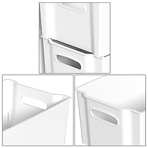 Hommp 4-Pack Plastic Storage Bin, Stackable Pantry Organizer Bins, White