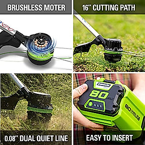 Greenworks Pro 80V Cordless Brushless String Trimmer + Leaf Blower Combo, 2Ah Battery and Charger Included STBA80L210
