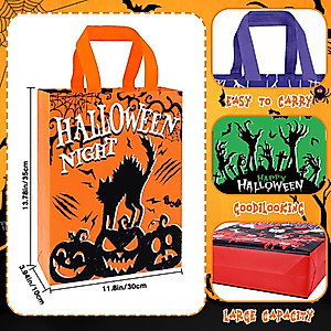 DULEFUN 6pcs Large Halloween Tote Gift Bags, Halloween Trick or Treat Bags with Handles Reusable Non-Woven Goodie Candy Bags for Gifts Wrapping Halloween Party Favor Supplies