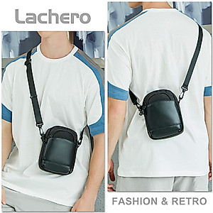 Men's Casual Shoulder Bag Multi-Pocket Oxford Cloth Crossbody Bags Lightweight Small Messenger Bag for Work Commuting (Black)