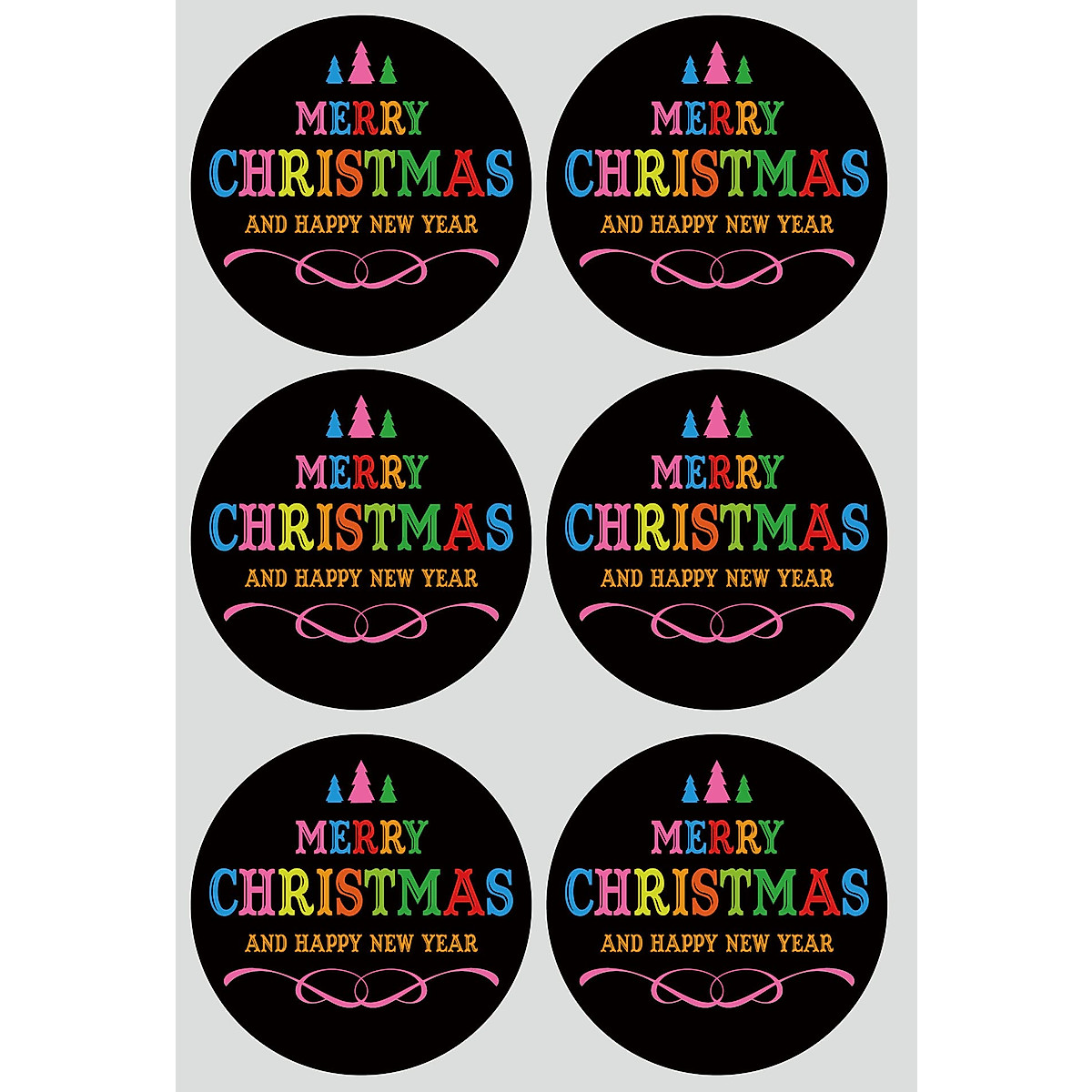 2 inch Black Merry Christmas Stickers Labels Adhesive Decorative Envelope Seals Stickers for Cards Envelopes Boxes (150 PCS)