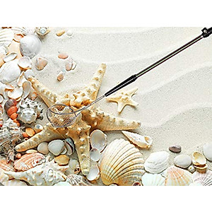 VOS Beach Multifunction Sand Sifter (Green, 2 Pack) Extra Long Adjustable Handle, Shell Scoop, Sand Scoop, Back Saver, Hygienic Pet Cat Litter Scoop, Aquarium Accessories Tool