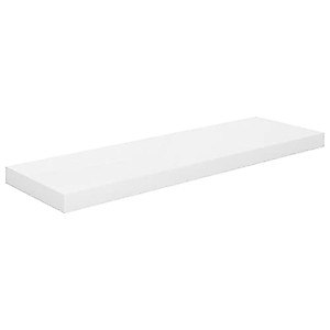 CKioict Floating Wall Shelves 2 pcs High Gloss White 31.5"x9.3"x1.5" MDF, Simple Storage Home Decor Wall Mounted, Display Wall Shelf for Organize Bedroom, Living Room, Kitchen, Bathroom