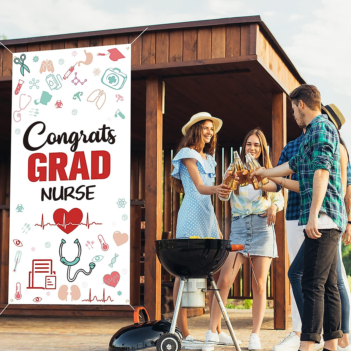 Labakita Congrats Grad Nurse Door Banner, Congrats Nurse Door Cover, Nurse Graduation Decorations, Medical School Nurse BSN RN Graduation Ceremony Decorations