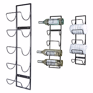 5 Bottle Wall Mounted Metal Wine Rack, Hand Towel Rack