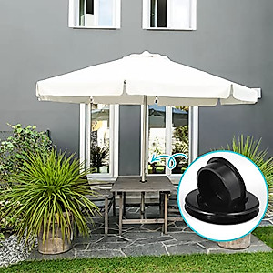 KINBOM 1.6 Inch Patio Table Umbrella Hole Ring and Cap, Standard Size Silicone Umbrella Hole Plug and Cap for Glass Patio Garden Beach Table (Black)