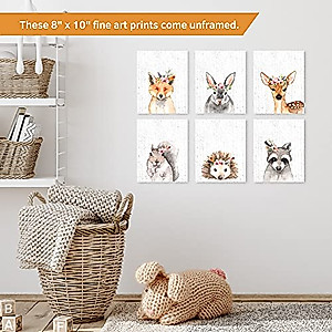 Woodland Animals Nursery Wall Art Prints (Set of 6) - Unframed - 8x10s
