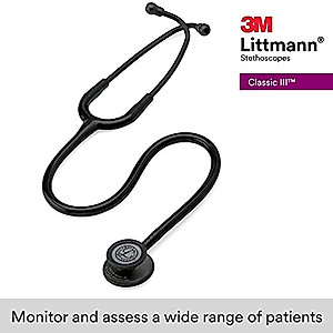3M Littmann Stethoscope, Cardiology IV, Black Tube, Black Chestpiece, 27 Inch, 6163 & Classic III Monitoring Stethoscope, Black Edition Chestpiece, Black Tube, 27 Inch, 5803