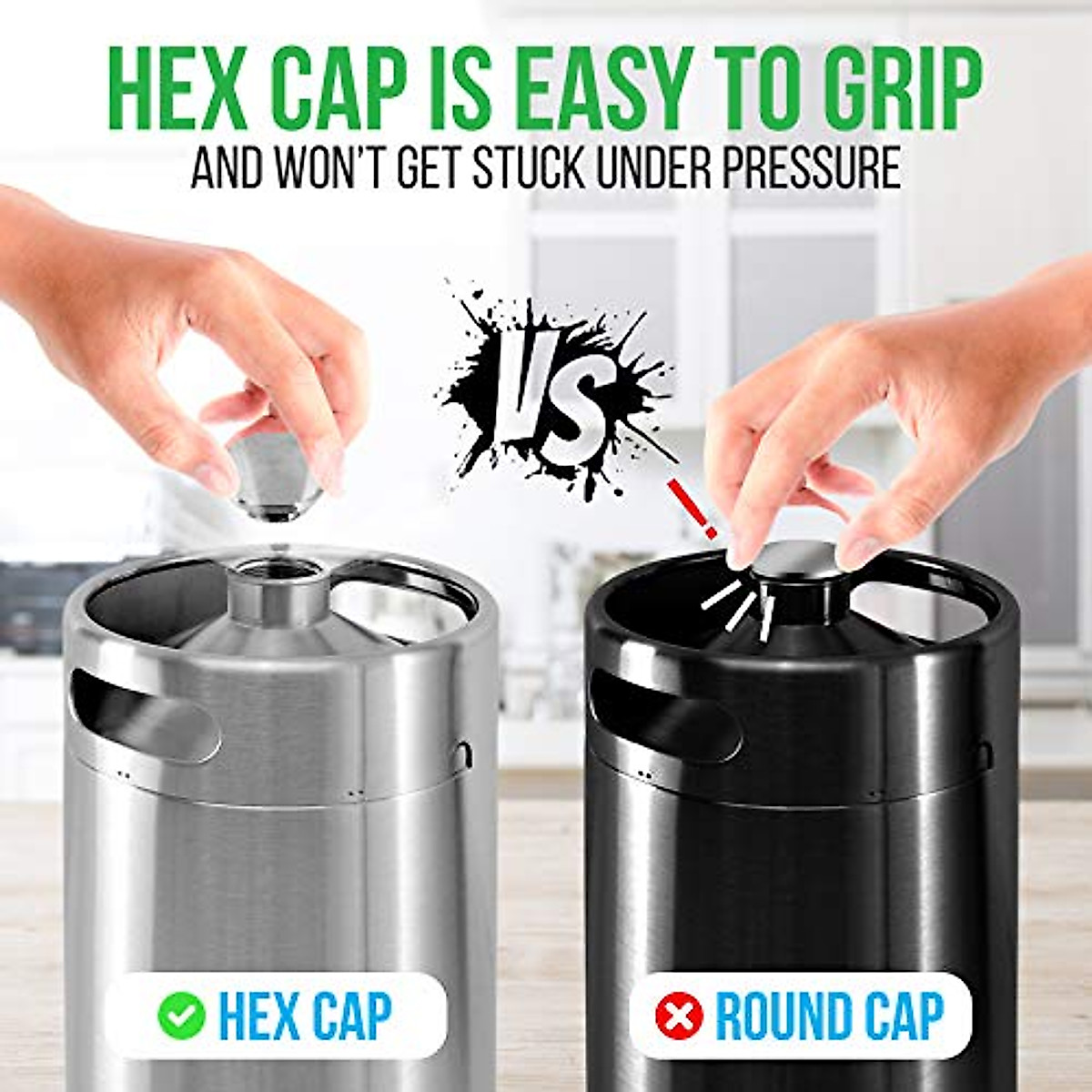 NutriChef Pressurized Growler Tap System, 128oz Double-Walled Stainless Steel Mini Keg Dispenser Portable Kegerator Kit, Co2 Pressure Regulator Keeps Carbonation for Craft Beer, Draft and Homebrew