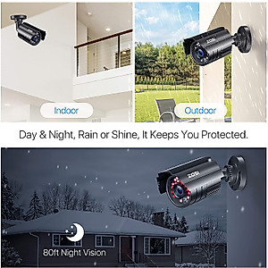 ZOSI 1080P 4 Pack HD-TVI Security Bullet Cameras Outdoor Indoor Weatherproof with 24pcs IR LEDs 65ft Night Vision for 2.0MP Surveillance TVI CCTV System (Renewed)