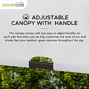 Sunjoy 10 x 10 ft. Pergola, Outdoor Patio Brown Steel Classic Frame Pergola with Retractable White Canopy Shade for Backyard, Garden Activities