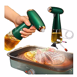 ZHIVIQ Electric Oil Sprayer for Cooking 200ML Olive Oil Mister 0.4mm Fine Mist Automatic Oil Spritzer Dispenser Bottles for Air Fryer Salad Kitchen Baking Frying BBQ Roasting (Premium set, Green)