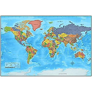 Laminated United States USA And World Map Poster. 24X36 Detailed 3d Durable Up to Date. Great for Classroom, Teacher, Student, Home, Business, History. US Maps Wall Poster Chart.