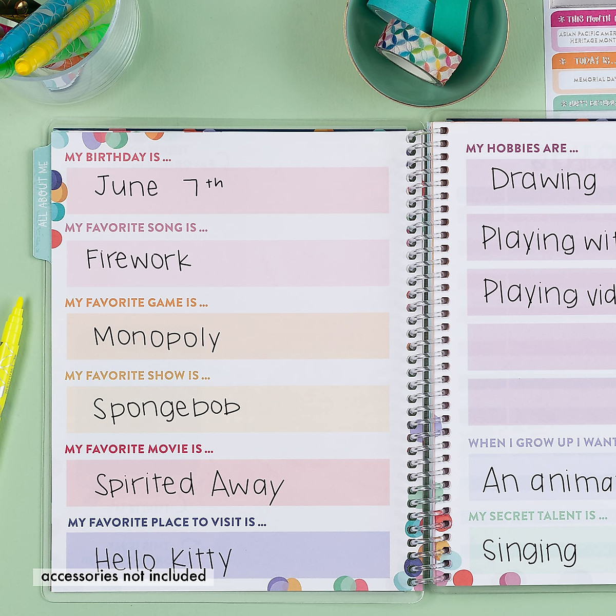 7" x 9" 2nd Edition Erin Condren Kids Planner & Activity Book - Dreaming Has No Limits. 12 - Month Undated Planner with Dividers and Activity Sheets and Stickers.