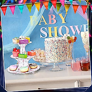 Vesici 2 Set of 3 Tier Pink Snowflake Party Cupcake Stand It's Cold Outside Baby Shower Tier Cardboard Cupcake Tray for Girls Birthday Gender Reveal Wedding Winter Party Supplies