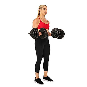 Sunny Health & Fitness Exercise Vinyl 40 Lb Dumbbell Set Hand Weights for Strength Training, Weight Loss, Workout Bench, Gym Equipment, and Home Workouts