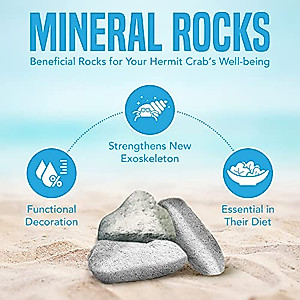 JOR Mineral Rocks for Hermit Crabs, Calcium-Rich for Stronger Shells and Pet’s Vitality, for Ideal Tank’s Humidity Level, Terrarium Décor, 2 oz.