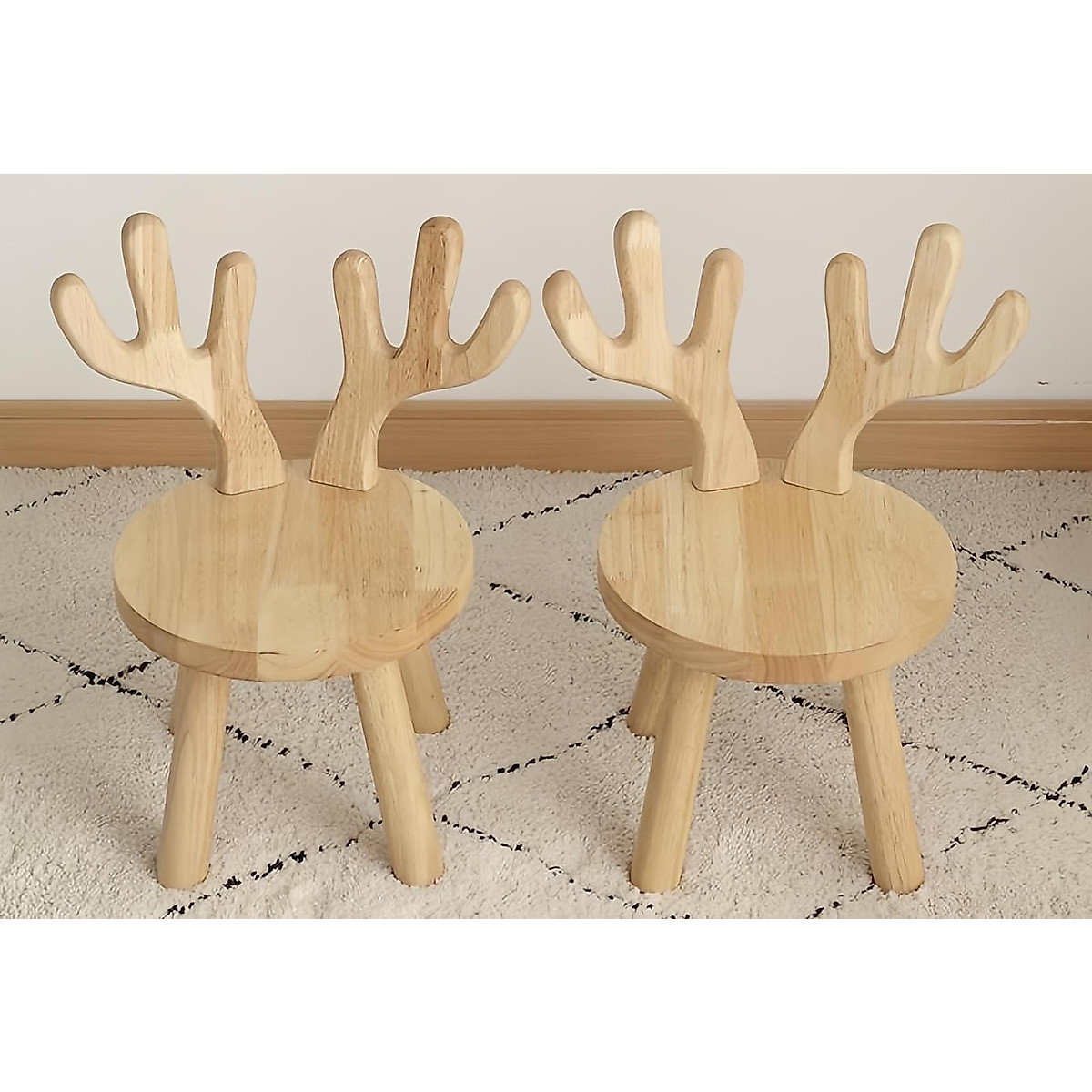 LMMYBQB Solid Wood Deer Back Chairs, Household Small Chairs, Small Benches, Dining Chairs, Low stools, Shoe Changing stools