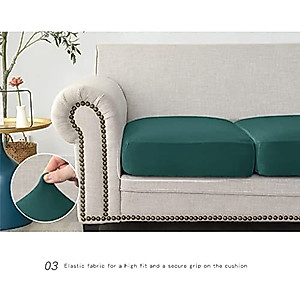 MRXFN Velvet Couch Cushion Covers, Stretch 3 2 1 4 Seat Cover Lounge Sofa Slipcovers Sectional Loveseat Chaise Non-Slip Furniture Protector for L/U Shape Sofa,1 seat, Light Blue