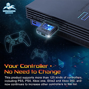 Brook Wingman PS2 Converter for X Box 360/X Box One/XSX|S/X Box Elite 1&2/PS5/PS4/PS3/Switch Pro Controller to PS2/PS/PS Classic