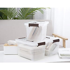 YYXB 4 Pack-Plastic Storage Bins with Lids and Handle, Clear Plastic Latching Box for Storage, Stackable Storage Containers for Organizing, Multi-Purpose, 6 Quart