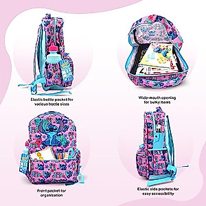 Fast Forward Lilo and Stitch Backpack for Girls 16 inch- 6-Piece Set, Perfect for School, Stitch Book Bag with Lunch Box, Perfect for Back to School & Elementary Age Girls