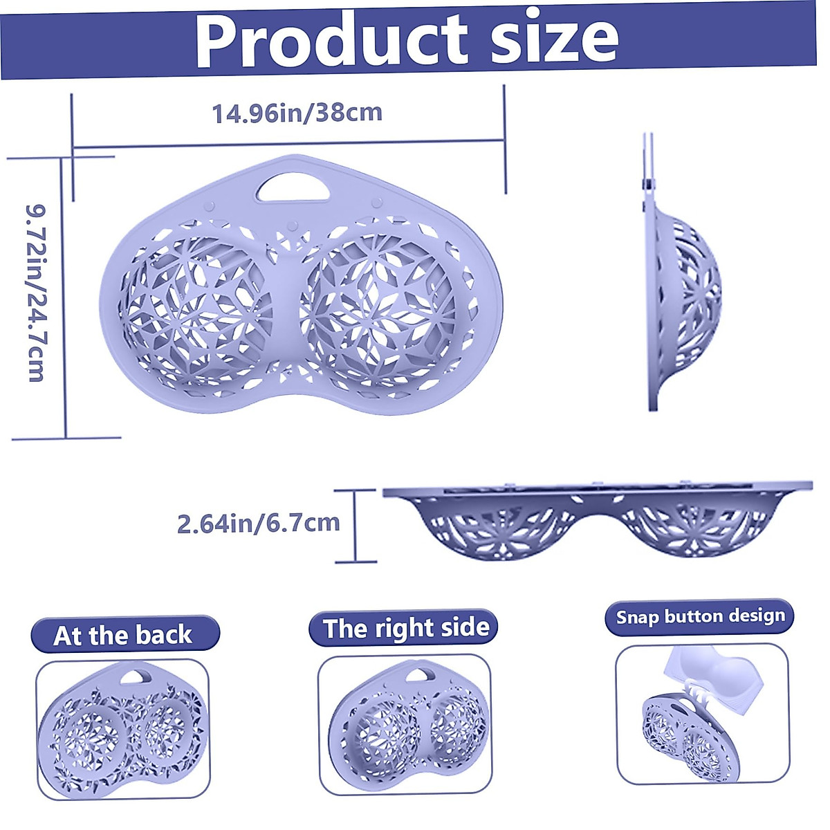 Silicone Bra Washing Bag Anti Deformation Bra Bags for Laundry Flexible Lingerie Bags with Snap Button for Washing Delicates Bra Washer Protector 15 X9.7 Inch Purple Storage Items