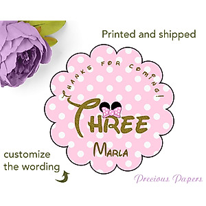 Pink and Gold Mouse Stickers Personalized, Printed and Shipped Set of 24 Mouse First Birthday Stickers