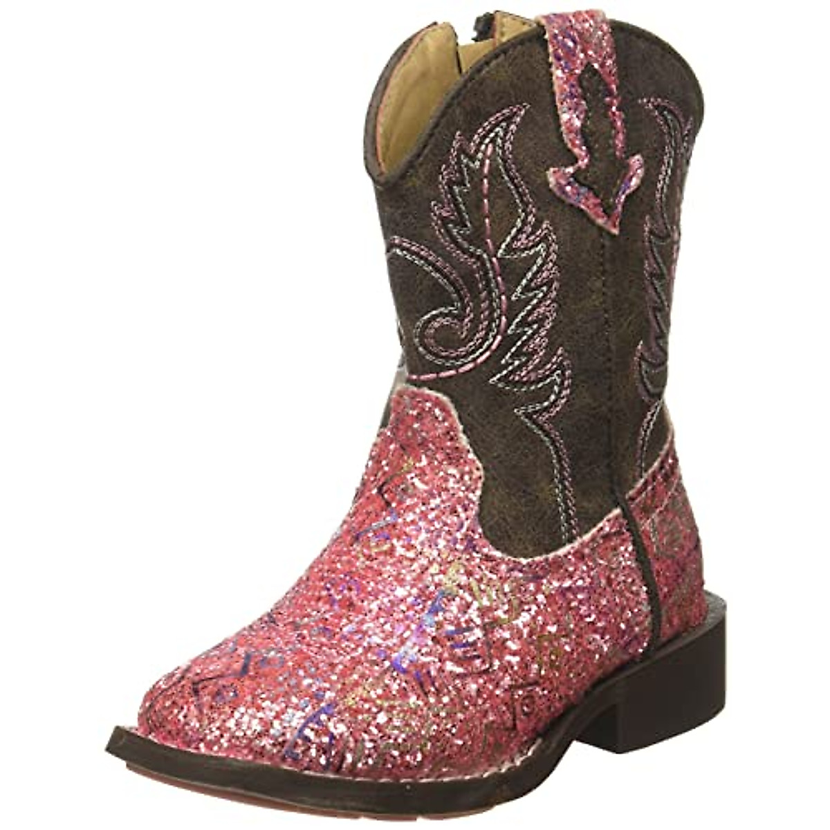 Roper Infants Cowbabies Glitter Aztec Boot, Pink, 4