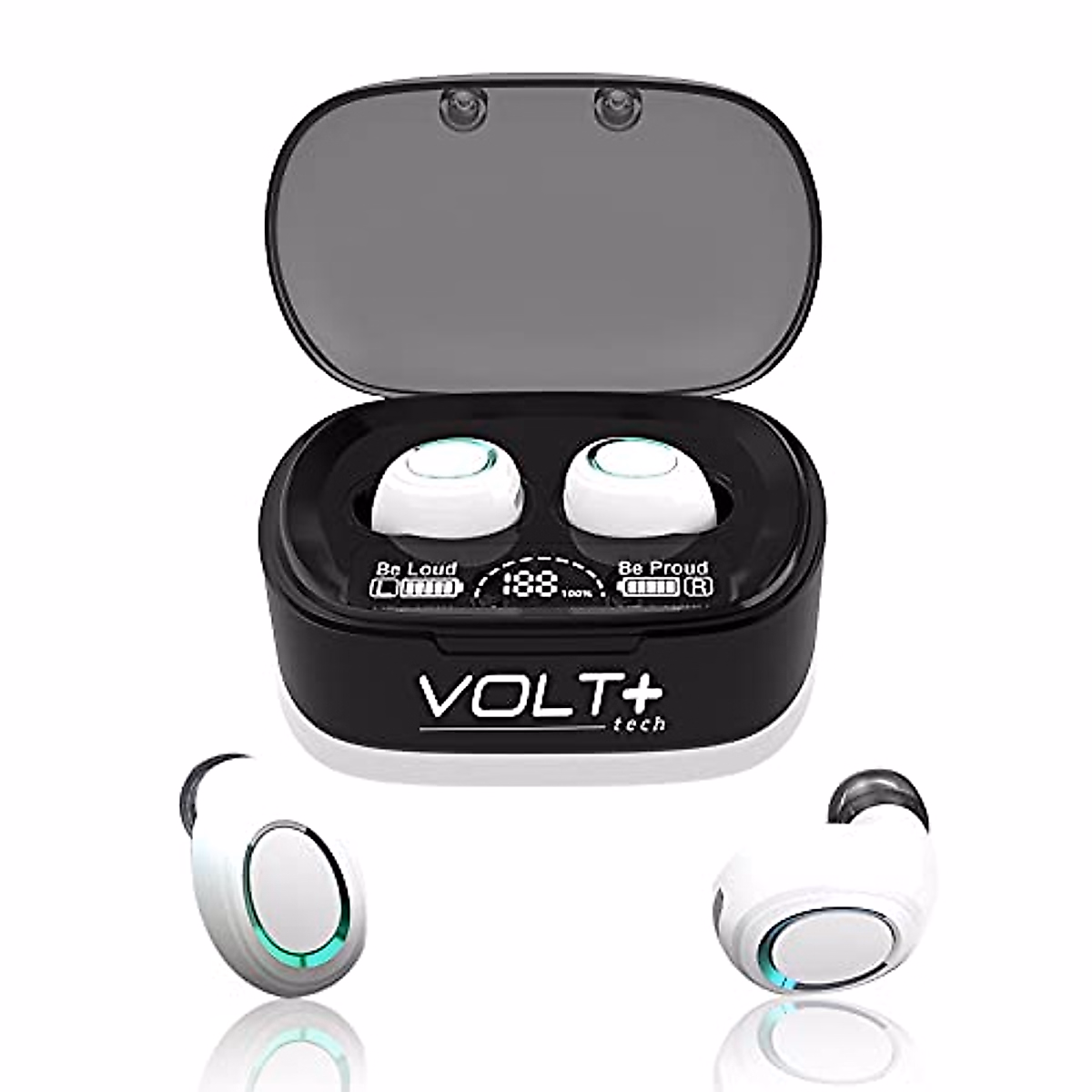 VOLT PLUS TECH Wireless V5.1 PRO Earbuds Compatible with Bose QuietComfort IPX3 Bluetooth Touch Waterproof/Sweatproof/Noise Reduction with Mic (White)