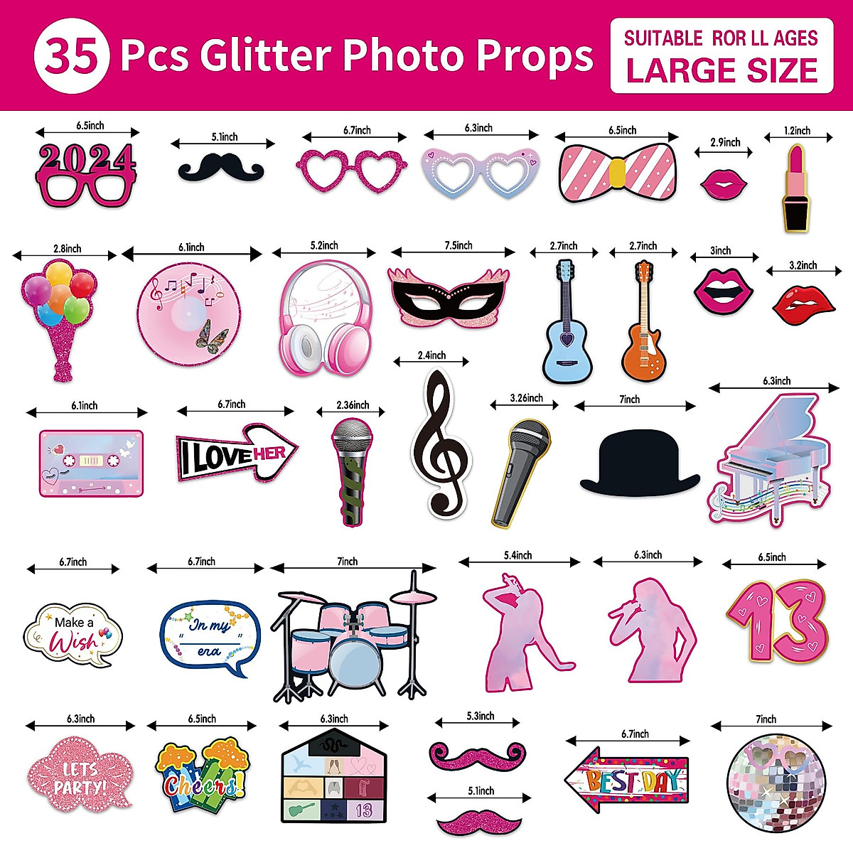 35Pcs Photo Booth Props for Birthday Weddings Graduation,Music Lyrics Themed Party Photo Booth for Music Fans,Social Media Party Props for Photo Booth