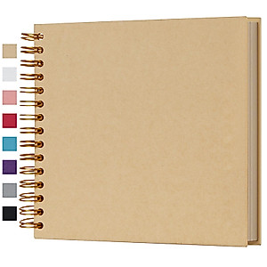 potricher 8 x 8 Inch DIY Scrapbook Photo Album Hardcover Kraft Blank Yellow 80 Pages Wedding and Anniversary Family Photo Album (Yellow, 8 Inch)