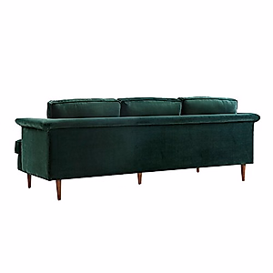 TOV Furniture The Porter Collection Contemporary Style Velvet Upholstered Living Room Sofa with Beech Wood Legs, Forest Green