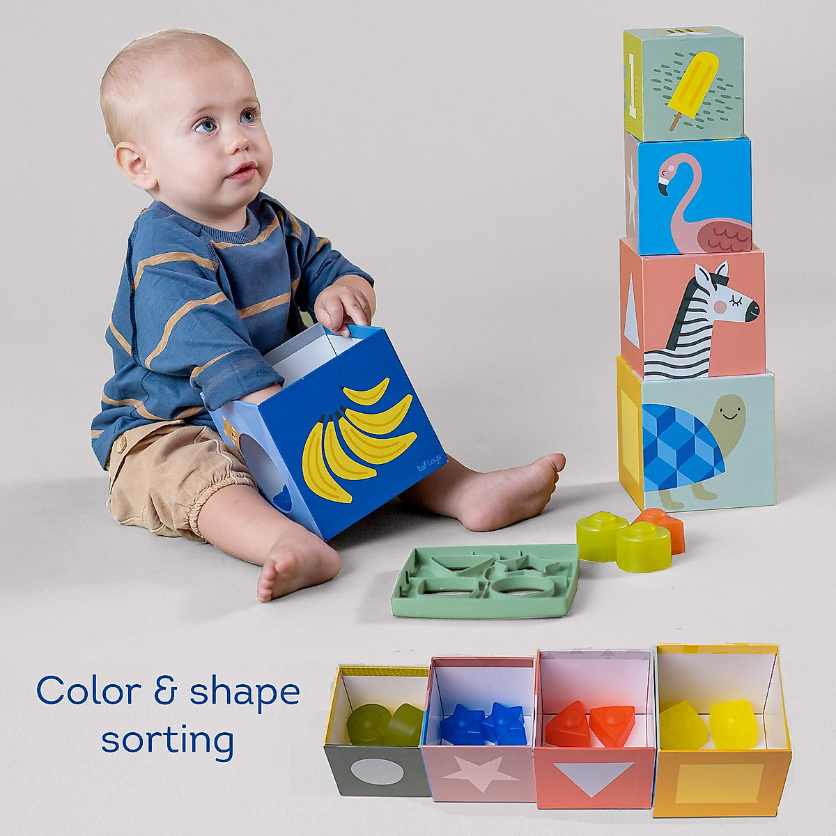 Taf Toys Savannah Sort & Stack for Infants & Toddlers, Perfect for Stacking, Nesting, Sorting, Counting & Learning Colors & Shapes. Educational Toy for 12 Months & up