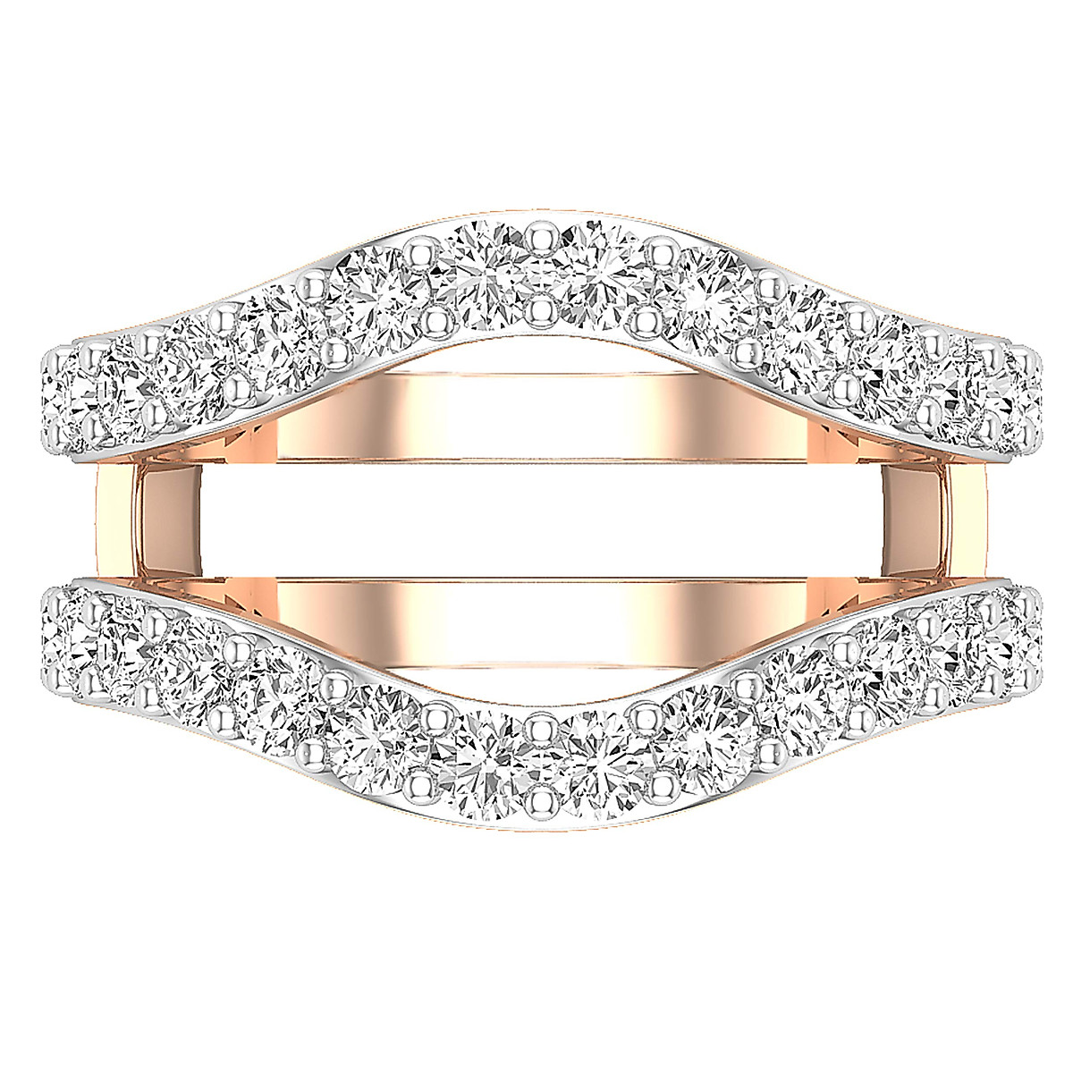 Dazzlingrock Collection 1.75 Carat (ctw) Round Lab Grown Diamond Ladies Wedding Enhancer Guard Double Ring, 10K Rose Gold, Size 6.5