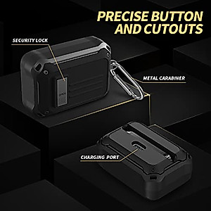 WOFRO Secure Lock Case for Sony WF-1000XM4, Shock-Absorbing Protective Cover Military Armor Series Full-Body Scratch Resistant Hard Shell with Keychain(Black)