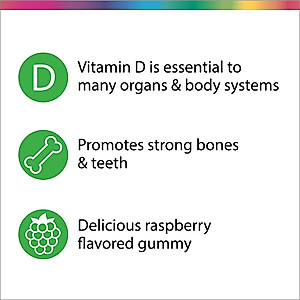 Rainbow Light - Berry D-Licious 2,500 IU Vitamin D3 Gummy - Ultra Potency Vitamin D Supplement Supports Bone and Muscle Strength, Calcium Absorption, and Circulatory Health; Gluten-Free - 50 Count