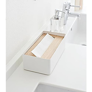 YAMAZAKI home Rin Tissue Case with A Lid, Natural, Short