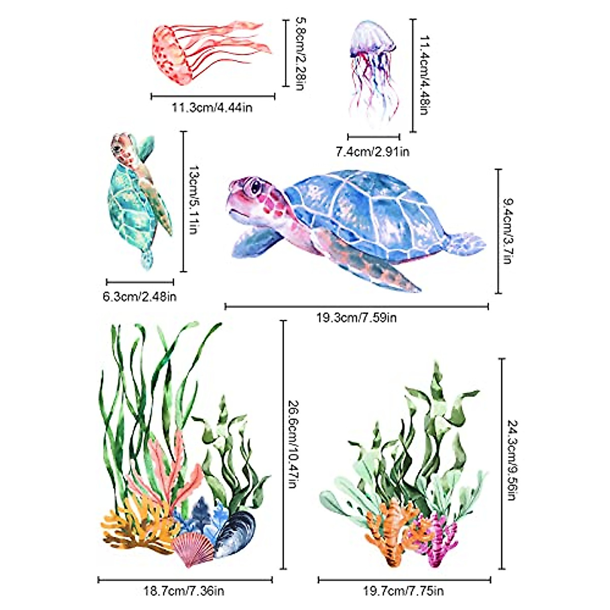 Under The Sea Wall Decals Sea Turtle Seaweed Wall Stickers Kalolary 3D Under The Sea Coral Reef Ocean Grass Bubbles Wall Decals Wall Decoration for Wall Corner Nursery Room Children Bedroom Bathroom Living Room