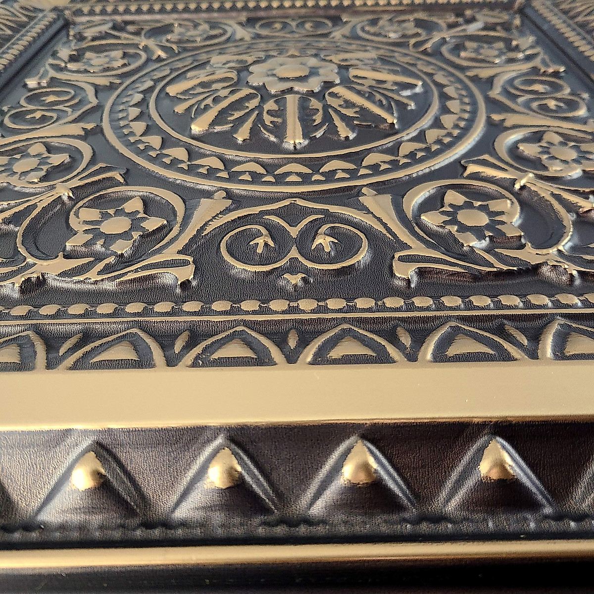 Faux Tin Ceiling Tile for Antique Look Ceiling, 3D Wall Paneling, Backdrop. Easy Glue up/Drop in Installation. Pack of 25 (2'X2') Decorative Ceiling Tiles in Antique Gold (~ 100 sq.ft). MDL#223AG