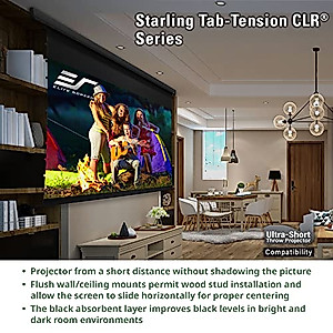 Elite Screens Starling Tab-Tension CLR, 101" Diag. 16:9, Ultra-Short Throw Ceiling Ambient Light Rejecting (CLR/ALR) Electric Wall/Ceiling Retractable Projector Screen, Black Casing, STT101UH-CLR