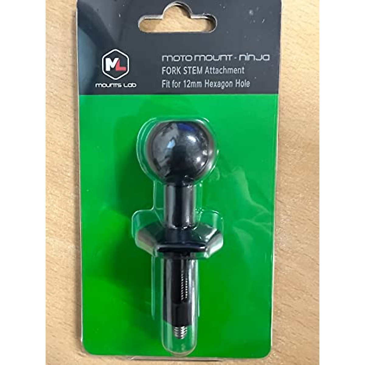 Mounts Lab MotoMount Ninja- Kawasaki Ninja Motorcycle for 12mm Hexagon Hole Mount/Fork stem Base Mount with 1inch(25mm) Ball- Compatible with Phone/Camera/GPS Mount(Adapter), black (ML-Ninja01)