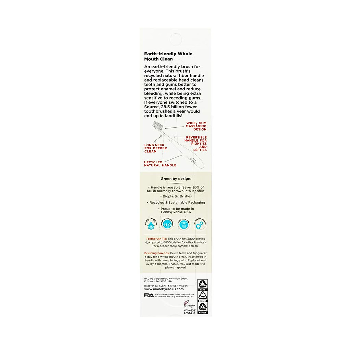 RADIUS Toothbrush Source Floss Brush BPA Free & ADA Accepted Improve Gum Health & Reduce Gum Issues - Medium - Money - Pack of 1