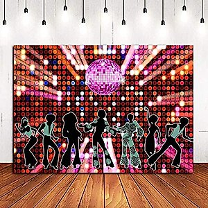 70s 80s 90s Disco Fever Dancers Party Decorations Photography Backdrop 7x5ft Vinyl Let's Glow Crazy in The Dark Photo Background Shining Neon Stages for Photo Booth Studio Props Banner Candy Table