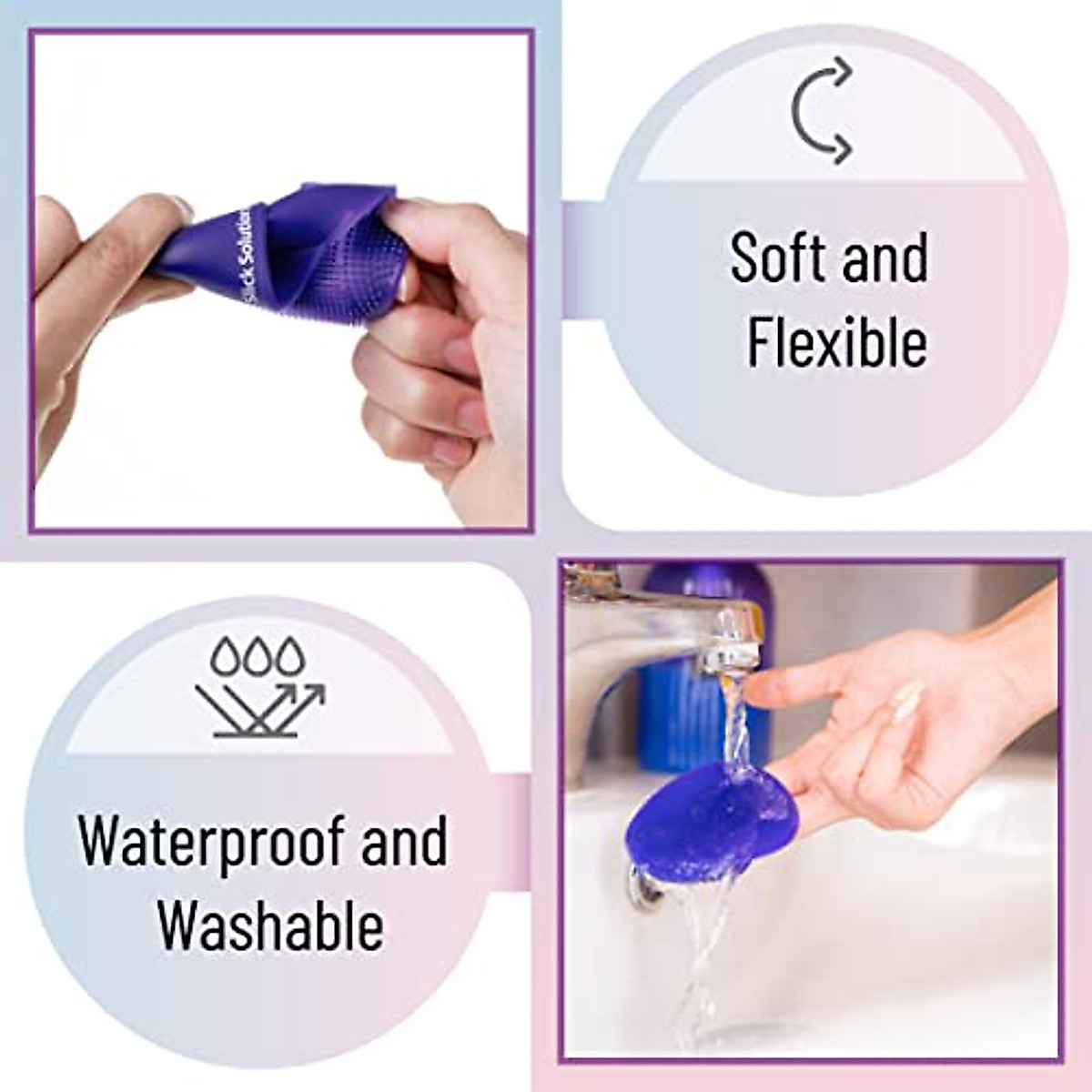 Slick- Silicone Facial Cleansing Brush, 4 Pack, Silicone Face Scrubber, Face Brush, Face Scrubber Exfoliator, Face Cleansing Brush, Exfoliating Brush, Face Wash Brush, Silicone Face Brush