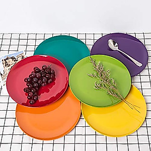 KOXIN-KARLU Melamine Plates, 10.5-inch Dinner Plates Dinnerware Dish, set of 6 in 6 Assorted Colors | 100% Melamine, Dishwasher Safe, BPA Free